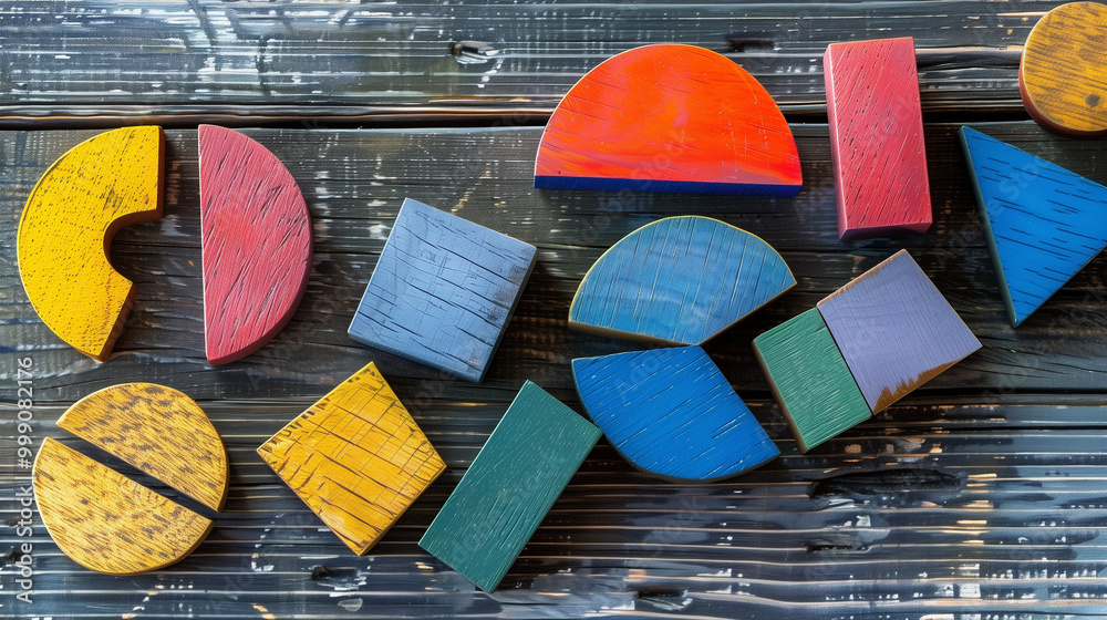 colorful math fractions on the bright backgrounds. interesting math for ...