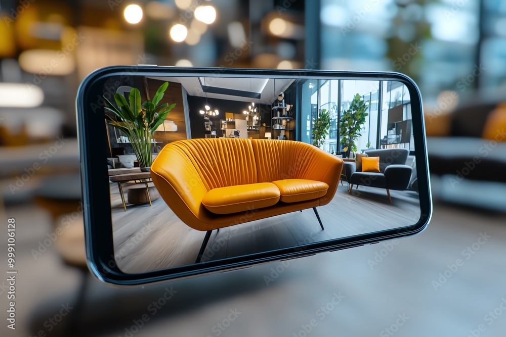 Digital 3D AR furniture app, where users place virtual furniture pieces ...