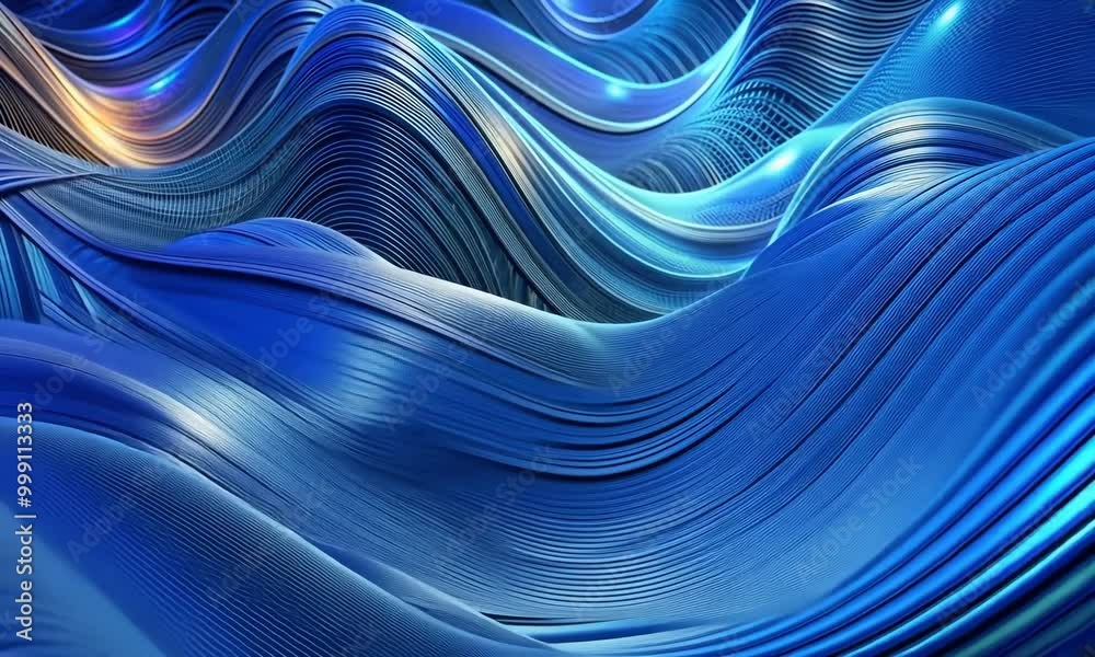 Dynamic blue wave patterns exhibit mesmerizing movement and depth in a ...