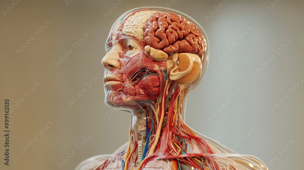A 3D diagram of the human body systems, highlighting the circulatory ...