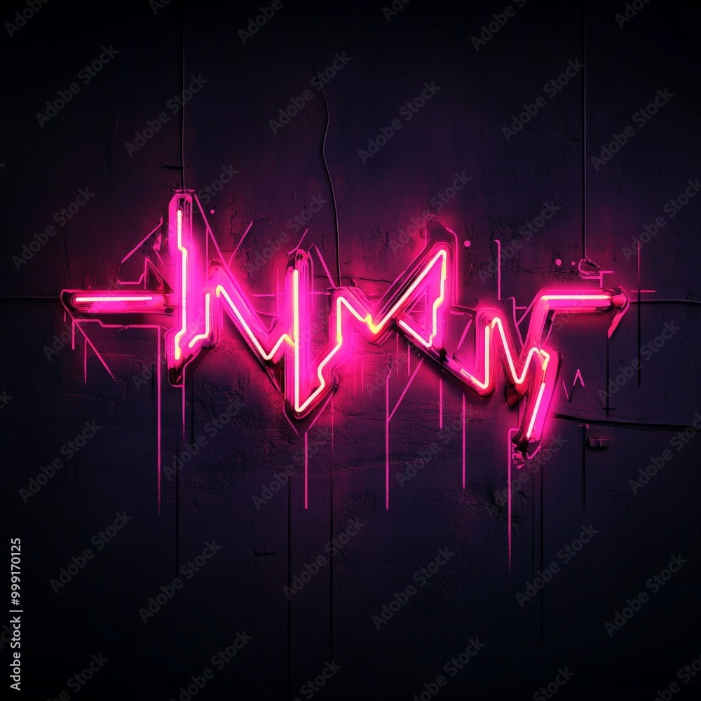 Neon light quote on a dark black background, highlighting glowing pink ...