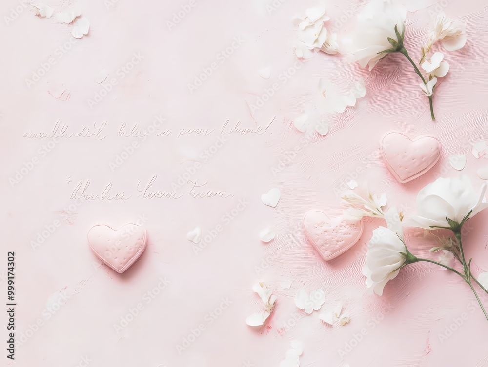 Romantic quote over a soft pink background with delicate hearts and ...