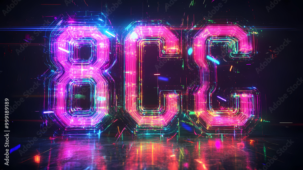 Multicolor disco alphabet letter set and numbers, retro style font ...