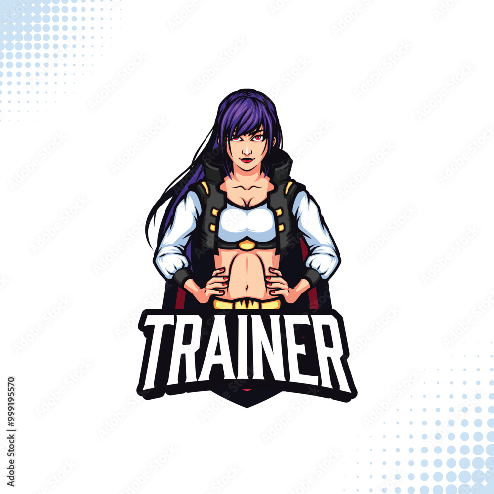 Fitness Trainer Mascot Logo - Athletic Female Character for Gym, Sports ...
