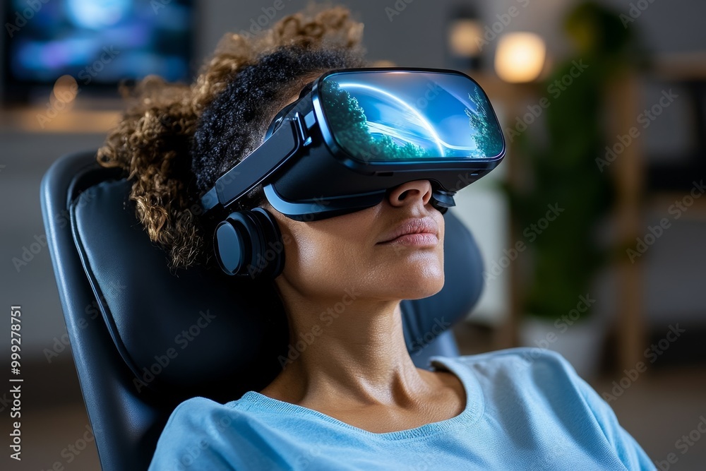 Virtual reality therapy for trauma recovery, where a patient wears VR ...