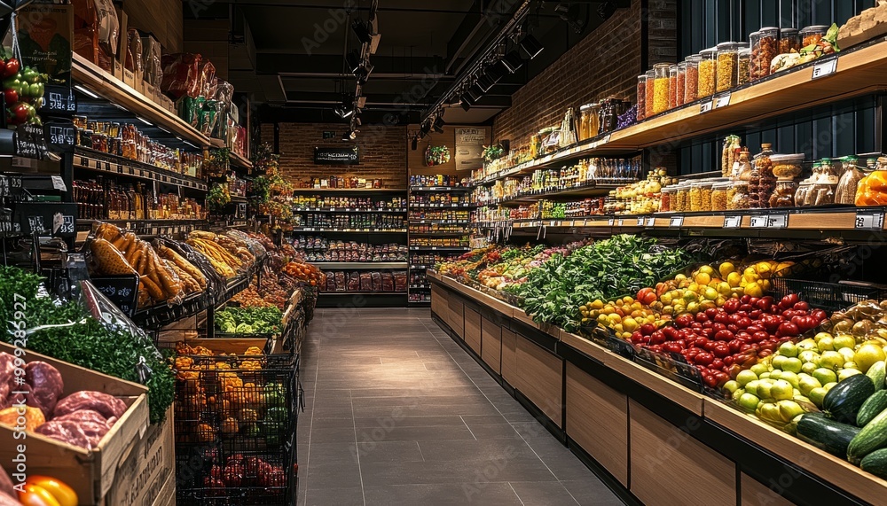 Grocery Store Produce. Fresh Produce Section. Farmers Market Stall ...