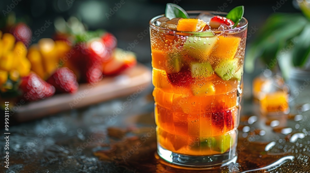 Es Teler, Indonesian fruit cocktail, sweet dessert consist of many kind ...