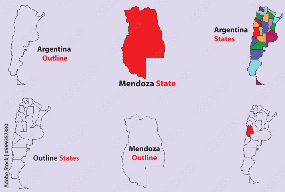 Mendoza map vector of Argentina, Mendoza line map, Mendoza with city ...