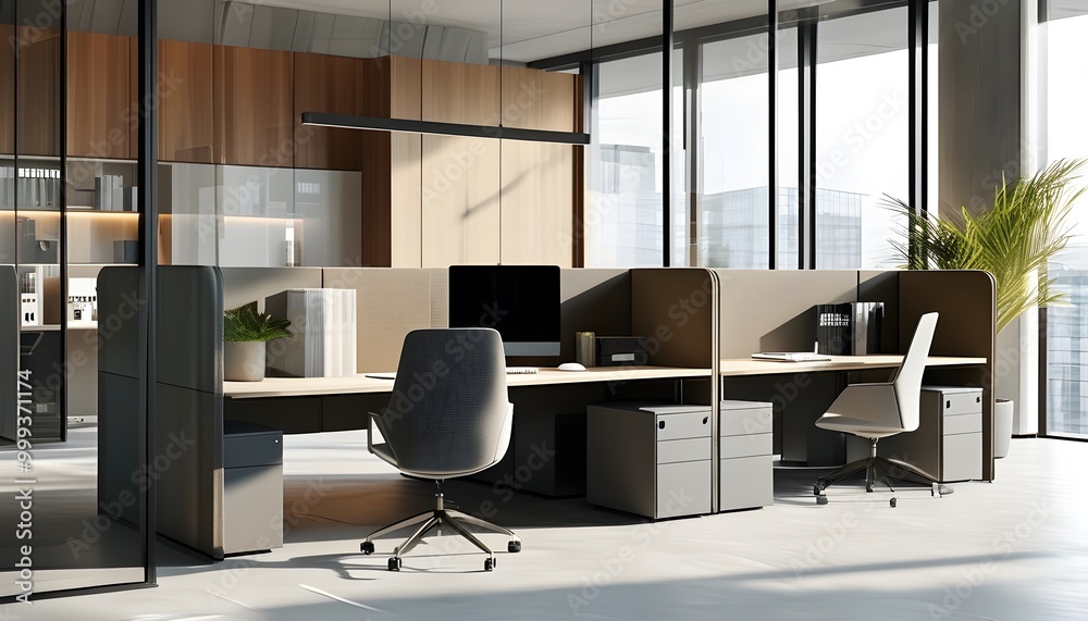 contemporary office design with open sightlines and minimalist ...