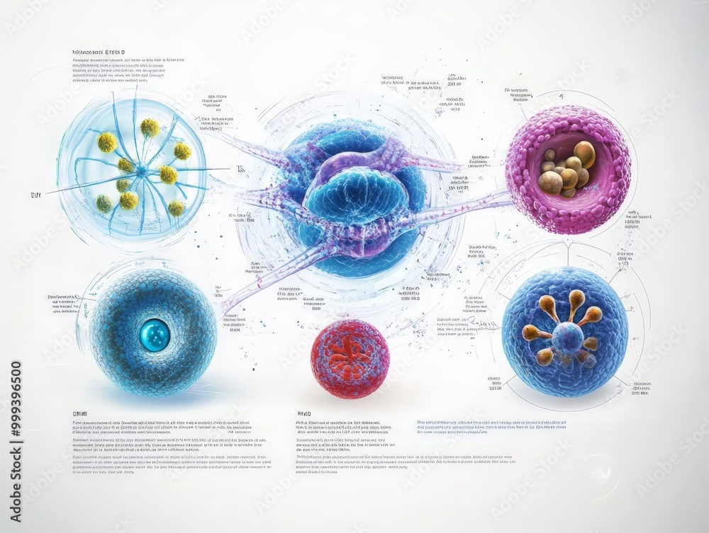 An educational chart on cell division, with labeled diagrams explaining ...