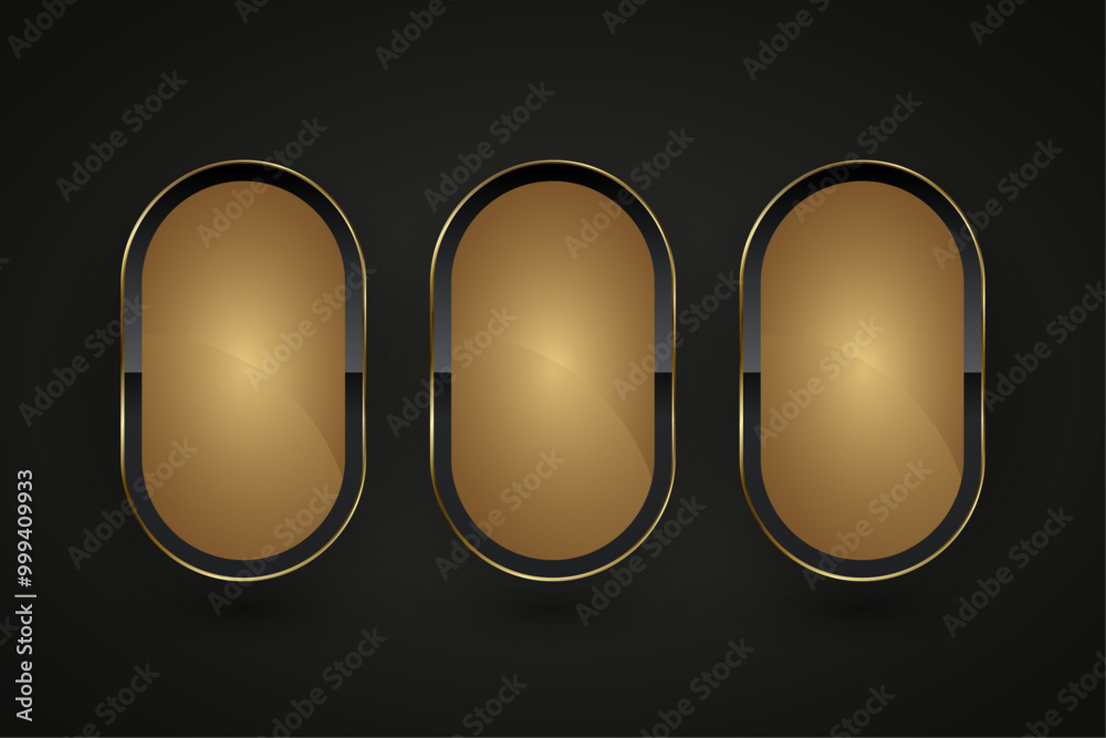Set of three Luxury special rectangle shapes gold and black for a bold ...