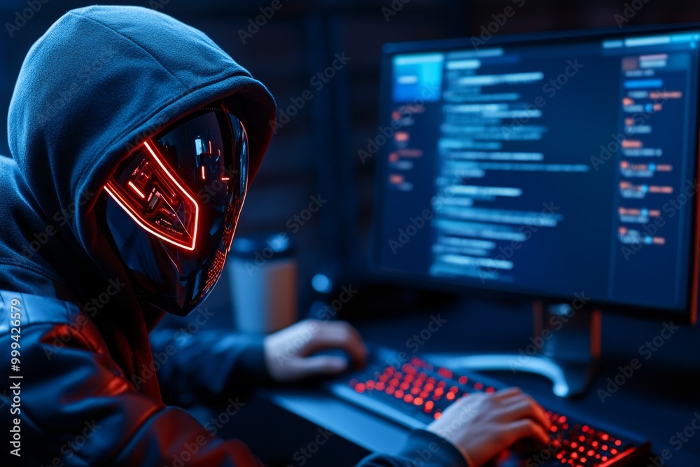 Hyper-realistic depiction of a phishing attack in progress, with every ...