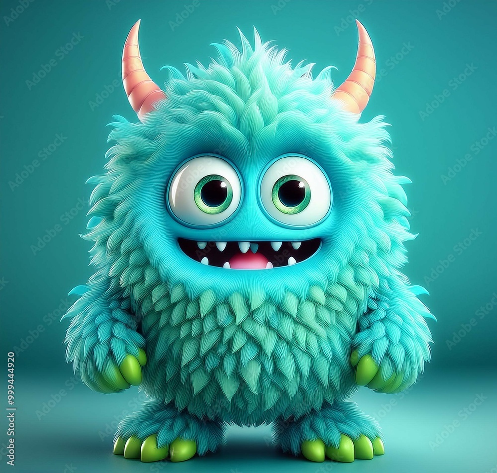 Ilustración de un monstruo tierno y colorido sobre un fondo de color ...