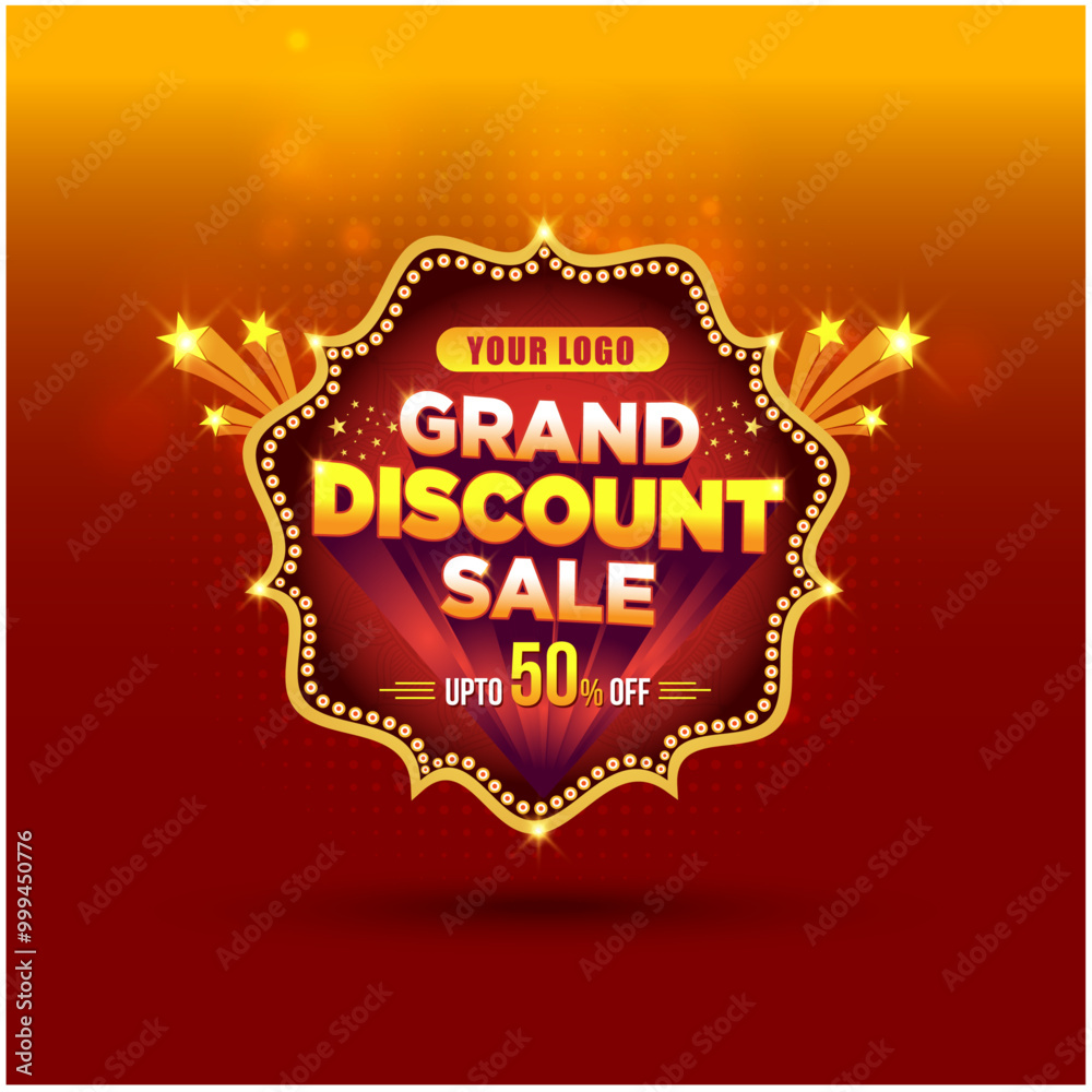 Grand Discount Sale Decorative 3D Logo. Shopping, Advertising ...