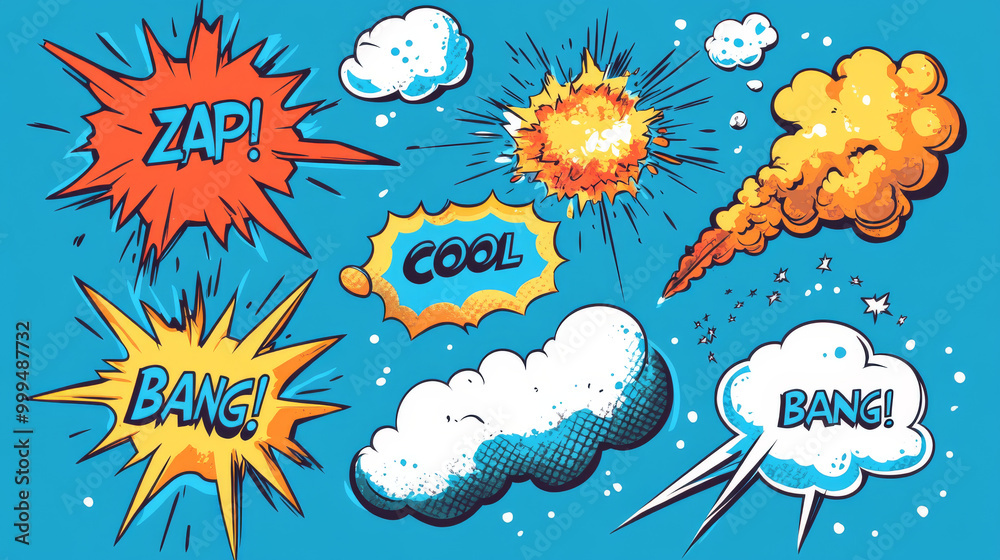 This set of illustrations includes speech bubbles, thought bubbles, and ...