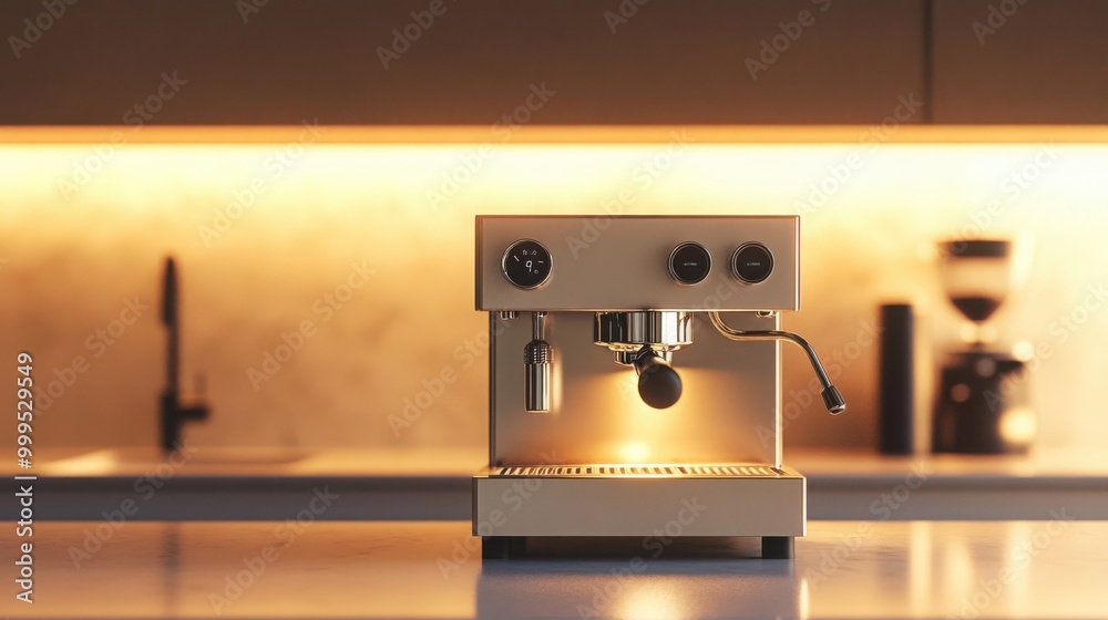 compact, modern espresso machine with clean lines and a sleek design ...
