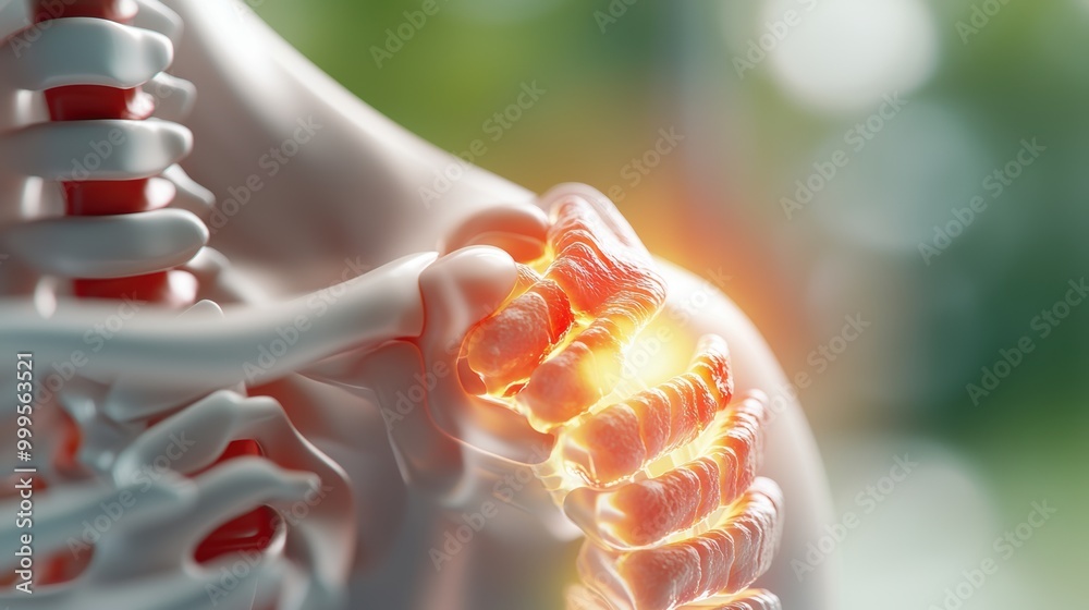 3D illustration of shoulder joint affected by gout A 3D medical ...