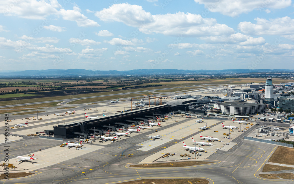 Vienna, Austria - July 29, 2024: Aerial view of Vienna Airport Terminal ...