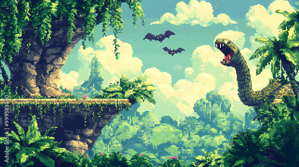 Generative AI, Pixel Art Jungle Adventure with Platform Jumps and ...