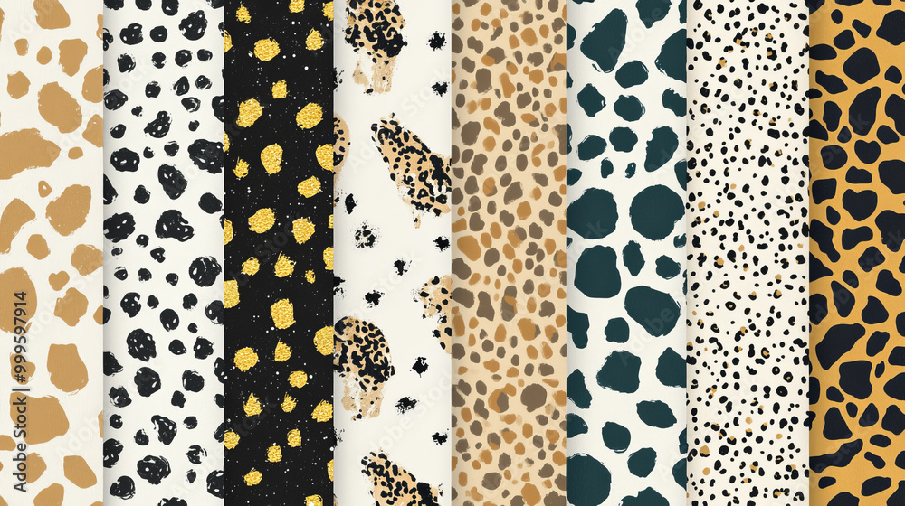 This set of seamless patterns features animal prints like cheetah ...