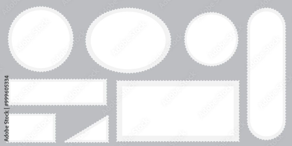 blank postage stamp collection, postage stamp in flat design, empty ...