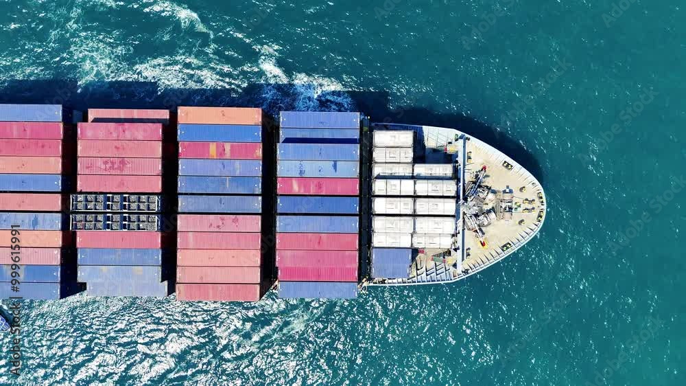 Cargo container ship carrying container and running in the ocean ...