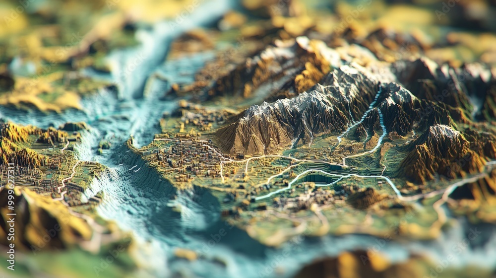 3D Global Semiconductor Supply Chain Map, topographical view, major ...