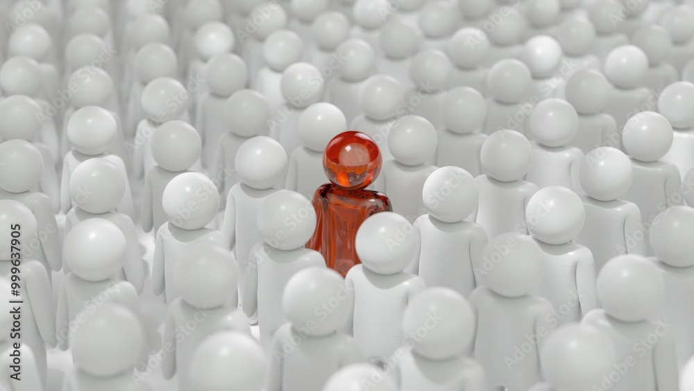 Red figure among white ones represents diversity and inclusion ...