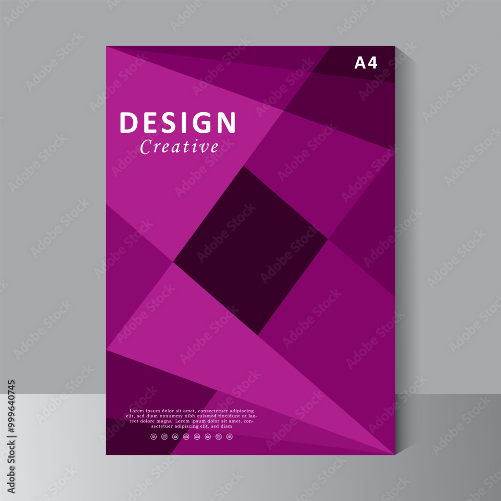Purple colour book cover design with geometric shape. Modern layout ...
