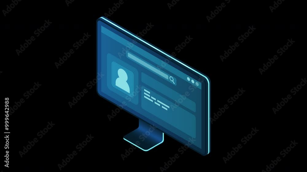 Isometric monitor animation. Computer monitor isometric desktop. Modern ...