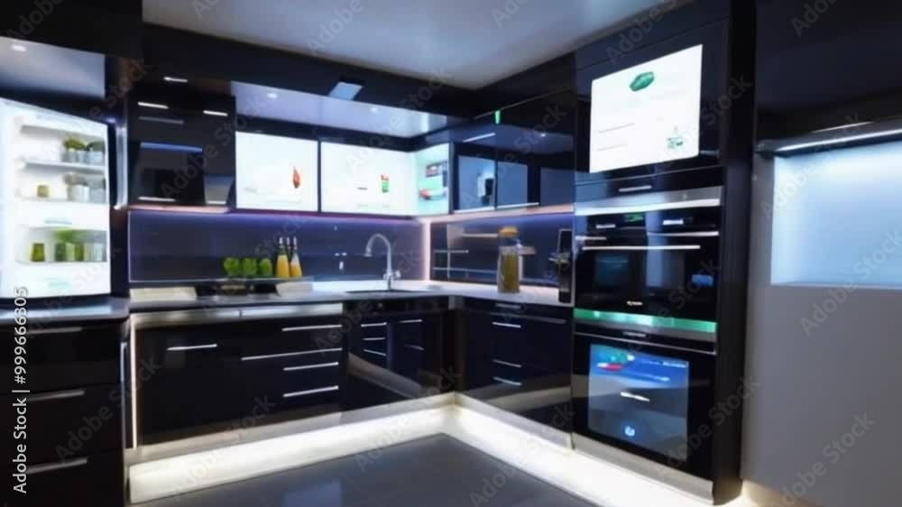 Futuristic Smart Kitchen Animation: Touchscreen Appliances, Voice ...