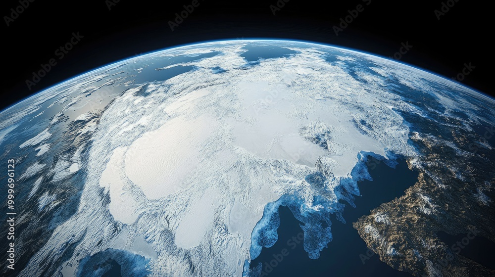 The northern hemisphere of Earth from space, showcasing the polar ice ...