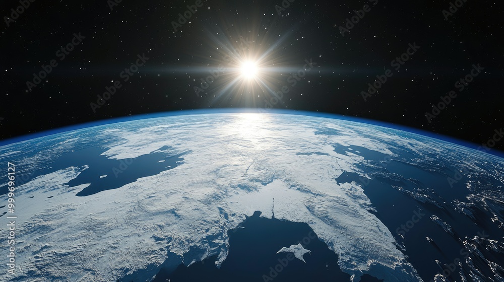 The northern hemisphere of Earth from space, showcasing the polar ice ...