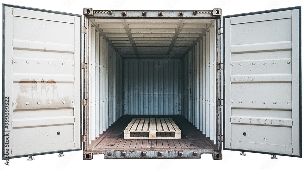 full Freight transportation and shipping concept, front view of open ...
