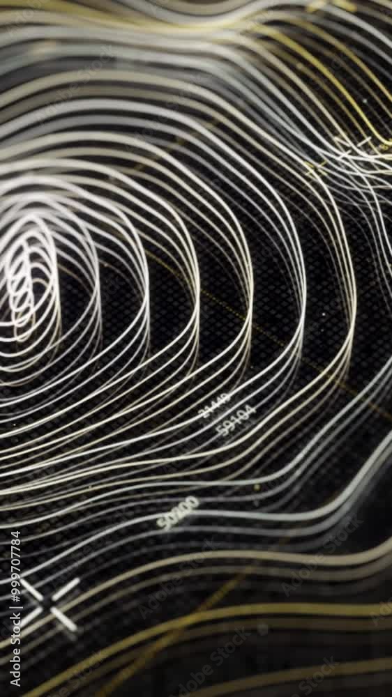 Abstract animation of digital surface map. Animation. Neon gemetric map ...