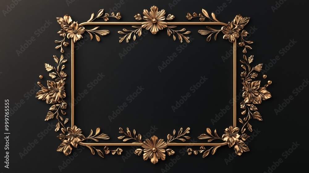 ภาพประกอบสต็อก Elegant gold rectangle frame with rounded inverted ...