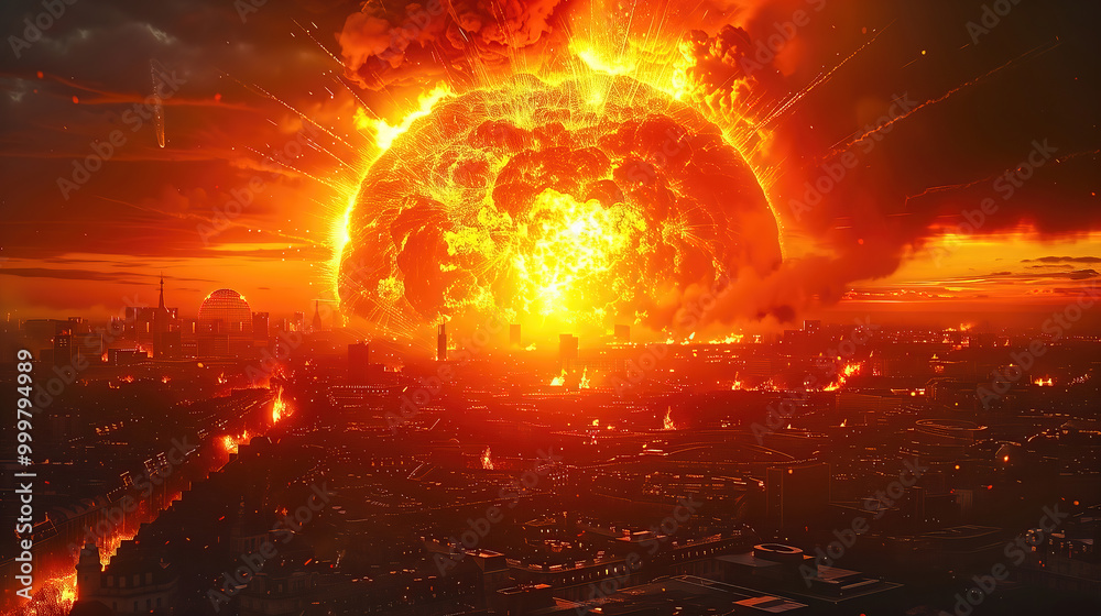Nuclear explosion of an atom bomb with a mushroom cloud Stock ...