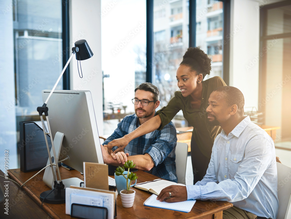 Group, computer and reading of project, pointing and intern with lead ...