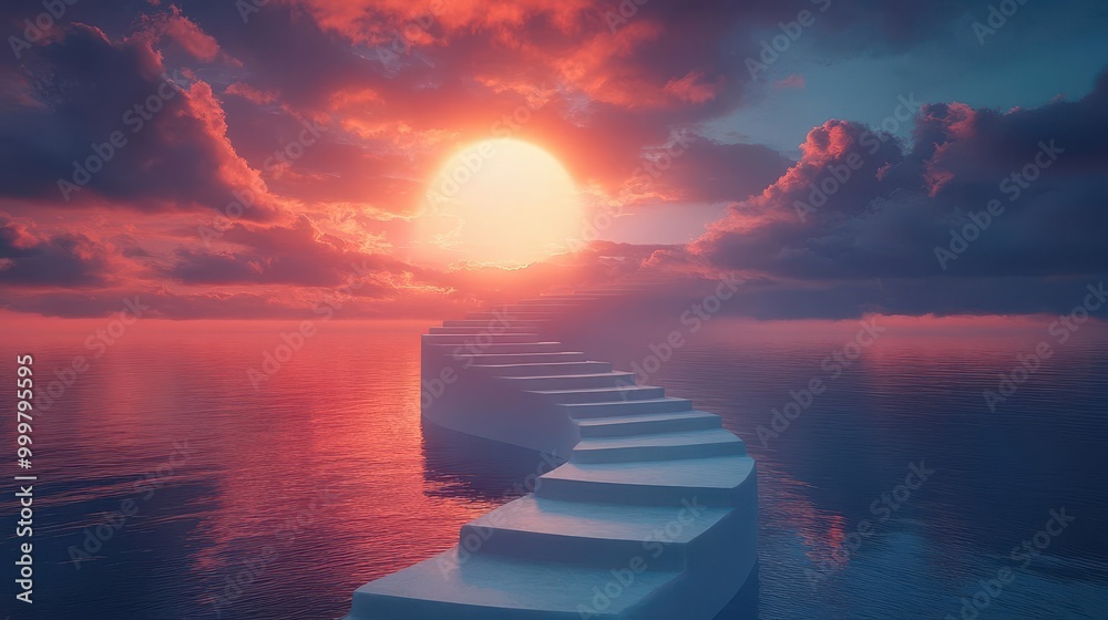 staircase ascending towards a bright heavenly light symbolizing hope ...
