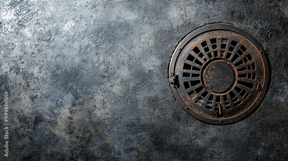 Manhole Cover On Smooth Gray Surface For Underground Access Stock ...