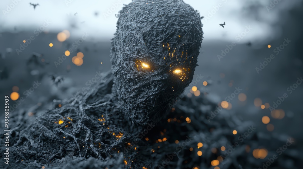 Sinister 3D illustration of a genetically engineered monster with ...