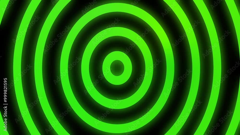green glow radio waves animation on black background. green neon radio ...