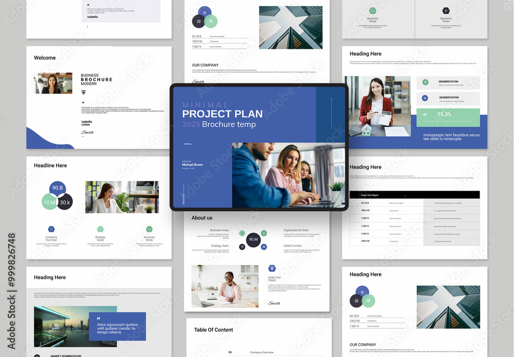 Minimal Project Plan 2025 Brochure Stock Template | Adobe Stock