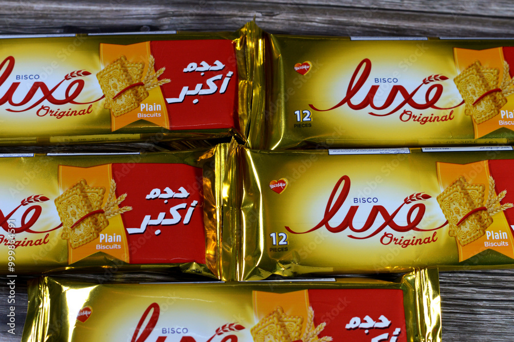 Cairo, Egypt, September 14 2024: Bisco Luxe original plain biscuits, By ...