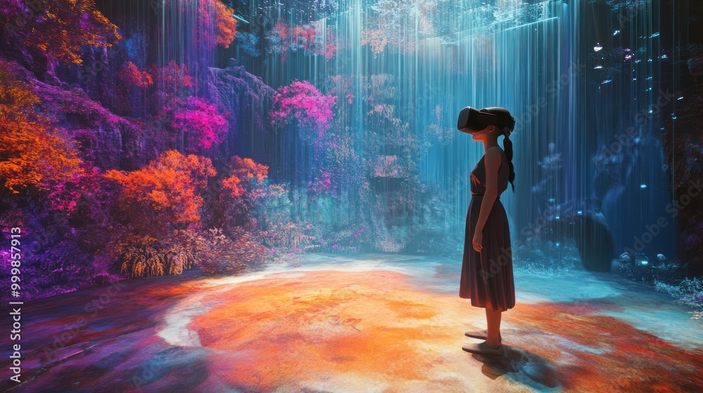 Virtual reality (VR) art installation, allowing users to experience ...