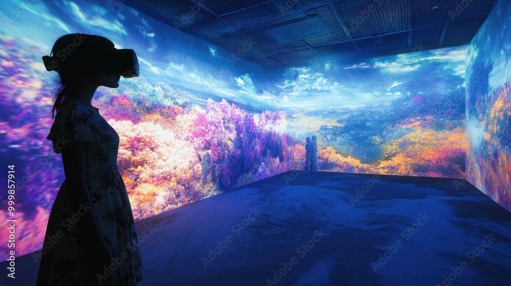 Virtual reality (VR) art installation, allowing users to experience ...