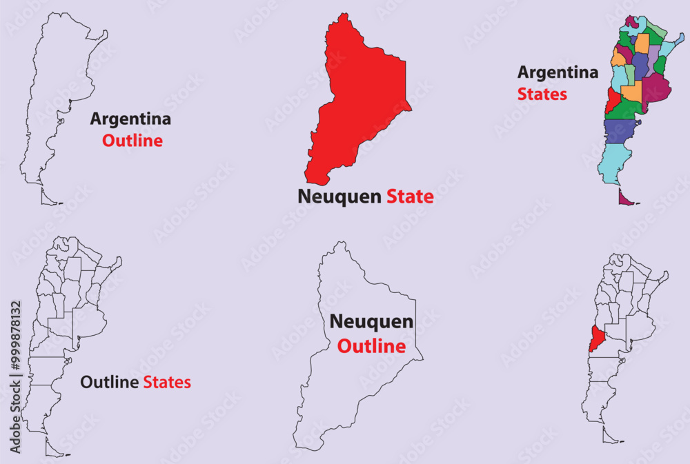 Neuquen map vector of Argentina, Neuquen line map, Neuquen with city ...