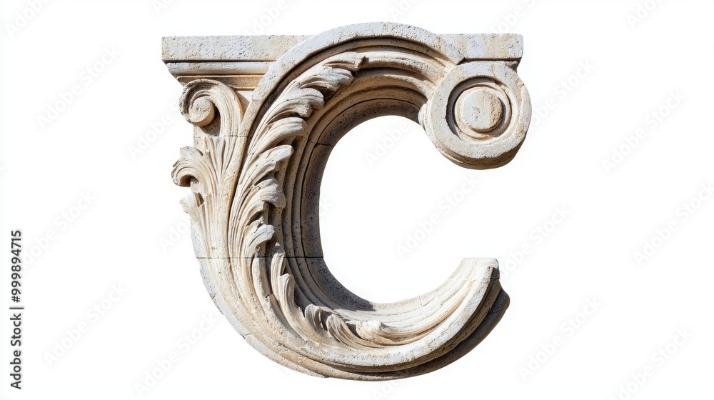 artistic representation showcases the letter C designed with intricate ...