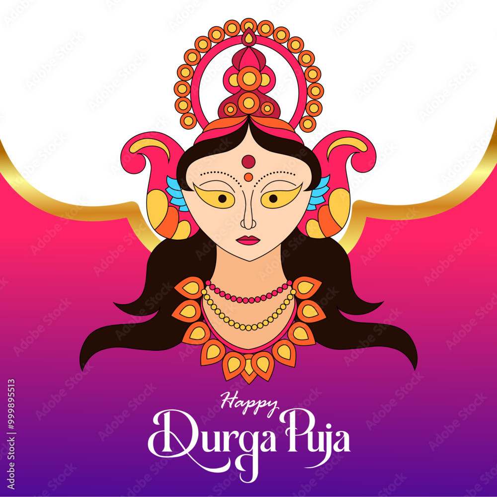 Radiant Goddess Durga Prominent Face Adorned with Jewelry and Crown ...