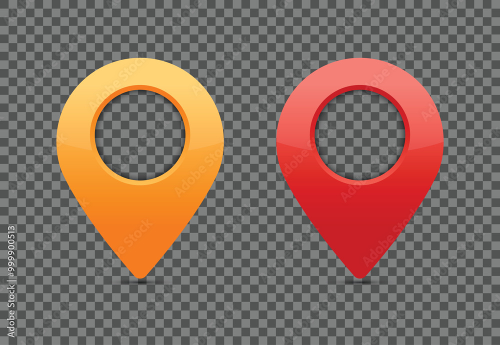 Yellow and red pin for marking locations on map and gps devices. Vetor ...